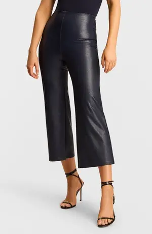 Commando Faux Leather Crop Wide Leg Pants - Navy
