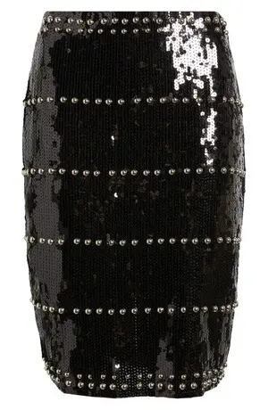 NIKKI LUND Dagny Stud Sequin Pencil Skirt