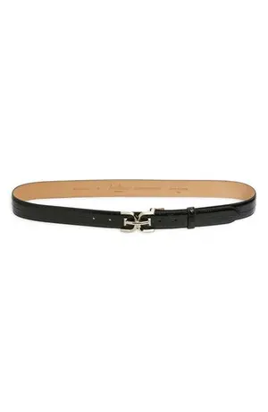Sam Edelman Sam Edelman Logo Buckle Leather Belt Black