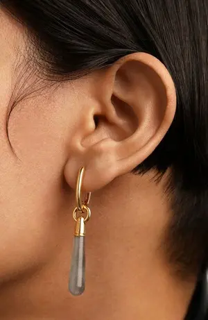 PDPAOLA Large Jupiter Single Hoop Earring With Drop - Labradorite