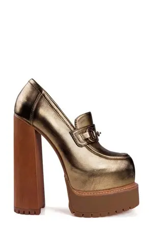 ZIGI Thai Platform Loafer Pumps - Metallic Gold
