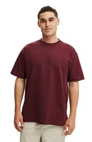 COTTON ON Box Fit Plain T-shirt - True Burgundy