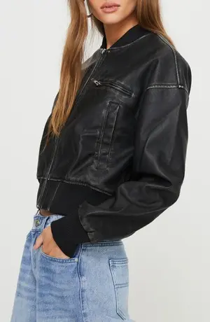 Princess Polly Faux Leather Bomber Jacket