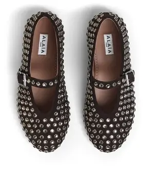Alaïa Suede Ballet Flats - Brown