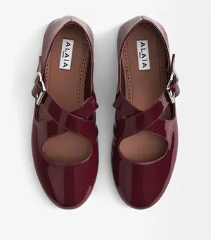 Alaïa Patent Leather Criss-cross Ballet Flats