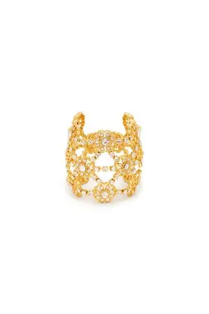 KENNETH JAY LANE Flower Cluster Cuff Bracelet - Gold
