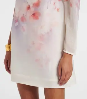 Zimmermann Scarlet Floral Linen And Silk Minidress