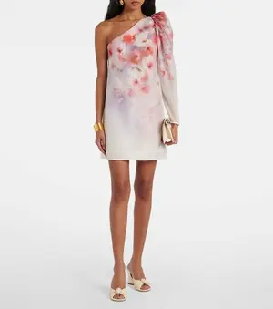 Zimmermann Scarlet Floral Linen And Silk Minidress