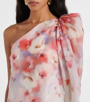 Zimmermann Scarlet Floral Linen And Silk Minidress