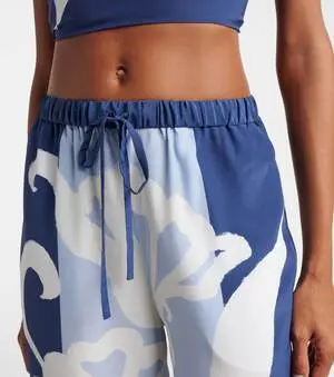SIR. Sorrento Printed Wide-leg Pants - Blue