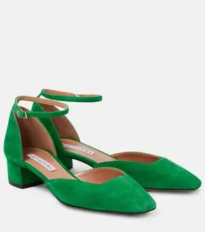 AQUAZZURA Asha 35 Suede Pumps - Green
