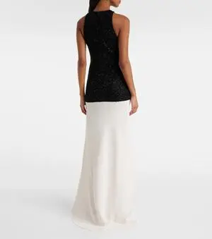 Staud Gabrielle Beaded Crepe Gown - Multicoloured