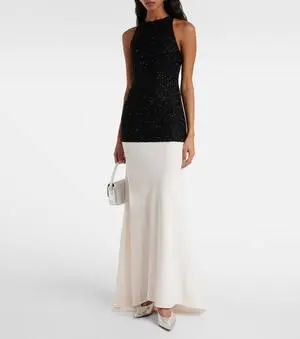 Staud Gabrielle Beaded Crepe Gown - Multicoloured