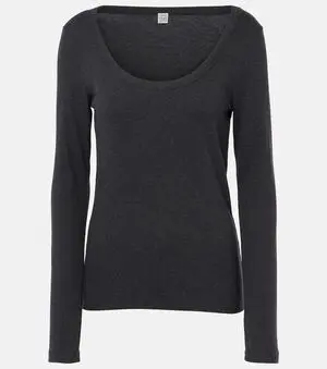 TOTEME Ribbed-knit Cotton-blend Jersey Top