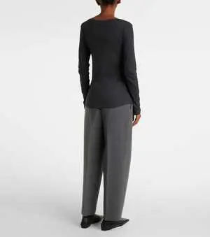 TOTEME Ribbed-knit Cotton-blend Jersey Top
