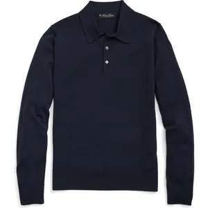 Brooks Brothers Long Sleeve Merino Wool Polo - Navy