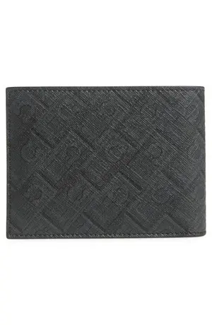 FERRAGAMO Monogram Coated Canvas Bifold Wallet - Nero/ Grigio