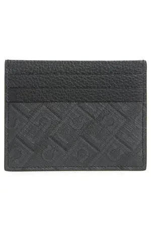 FERRAGAMO Gancio Monogram Leather Card Case