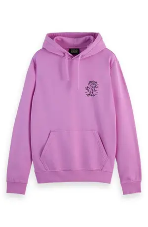 Scotch & Soda Graphic Cotton Hoodie - Iris Pink