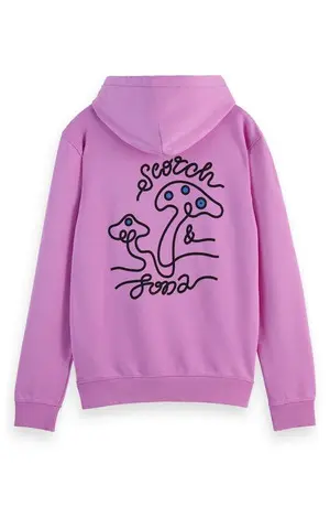 Scotch & Soda Graphic Cotton Hoodie - Iris Pink