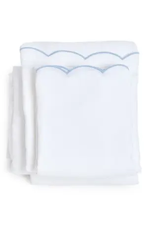 POM POM AT HOME Kelly Linen Sheet Set White/french Blue