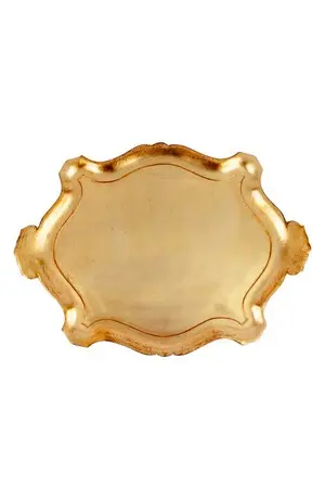 VIETRI Florentine Wood Tray - Gold