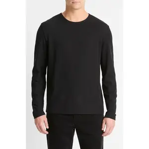 Vince Pima Cotton Piqué Long Sleeve T-shirt Black