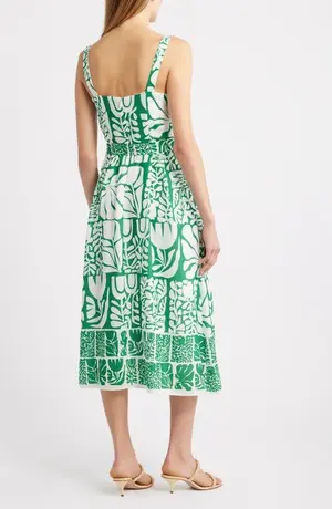 Julia Jordan Printed Midi Dress - Green White