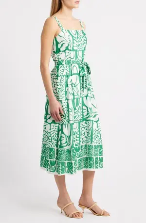 Julia Jordan Printed Midi Dress - Green White