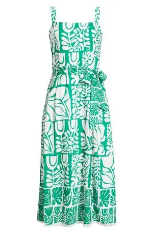 Julia Jordan Printed Midi Dress - Green White