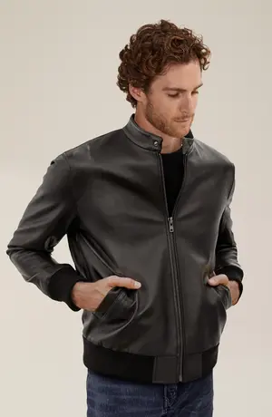 ITALIC Chase Lambskin Leather Bomber Jacket