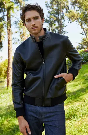 ITALIC Chase Lambskin Leather Bomber Jacket