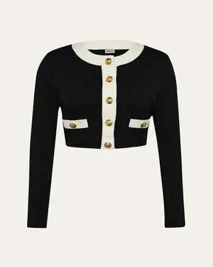 L'AGENCE Adaline Colorblock Cardigan - Black