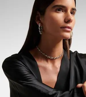 KAMYEN 18kt White Gold And Enamel Choker With Diamonds