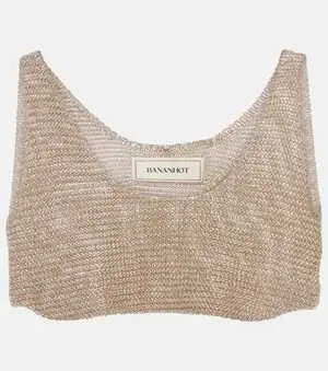 BANANHOT Knitted Lamé Bra Top - Gold