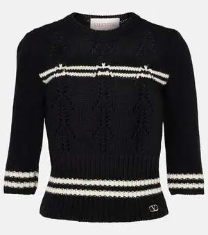 Valentino Garavani Striped Wool Sweater - Black