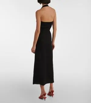 SIR. Dorian Ruched Linen-blend Midi Skirt - Black