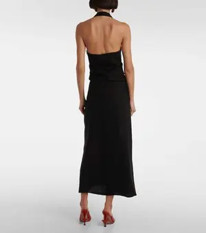 SIR. Dorian Linen-blend Top - Black