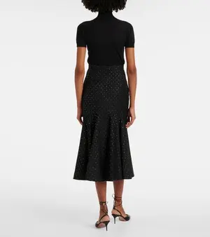 Erdem Polka-dot Cotton And Wool Lamé Midi Skirt