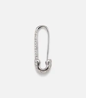 ANITA KO 18kt White Gold Safety Pin Single Earring With Diamonds - Silver