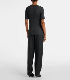 TOTEME Ribbed-knit Cotton-blend Top