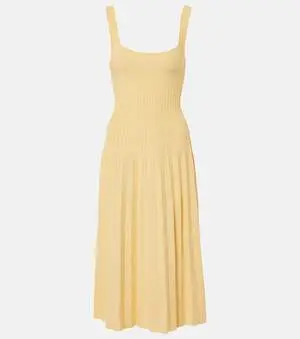 Staud Ellison Pleated Midi Dress - Yellow
