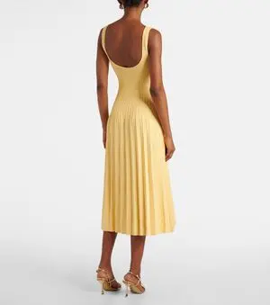 Staud Ellison Pleated Midi Dress - Yellow