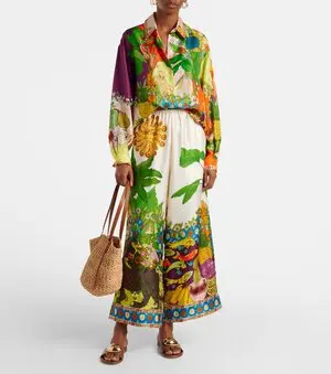 ALEMAIS Alémais Tiger Printed Silk Twill Pants - Multicoloured