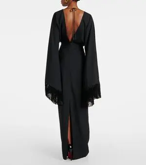 TALLER MARMO Magnifique Fringed Crêpe Gown
