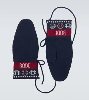 BODE Knitted Alpaca Mittens - Blue