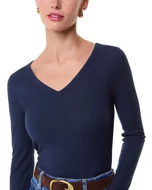 Whistles Ribbed V-neck Top