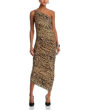 Norma Kamali Norma Kamali Diana Asymmetrical Gown In Cheetah Patch Cheetah Patch