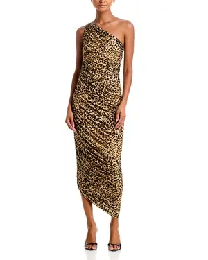 Norma Kamali Norma Kamali Diana Asymmetrical Gown In Cheetah Patch Cheetah Patch