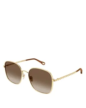Chloé Square Sunglasses, 57mm - Gold/brown Gradient